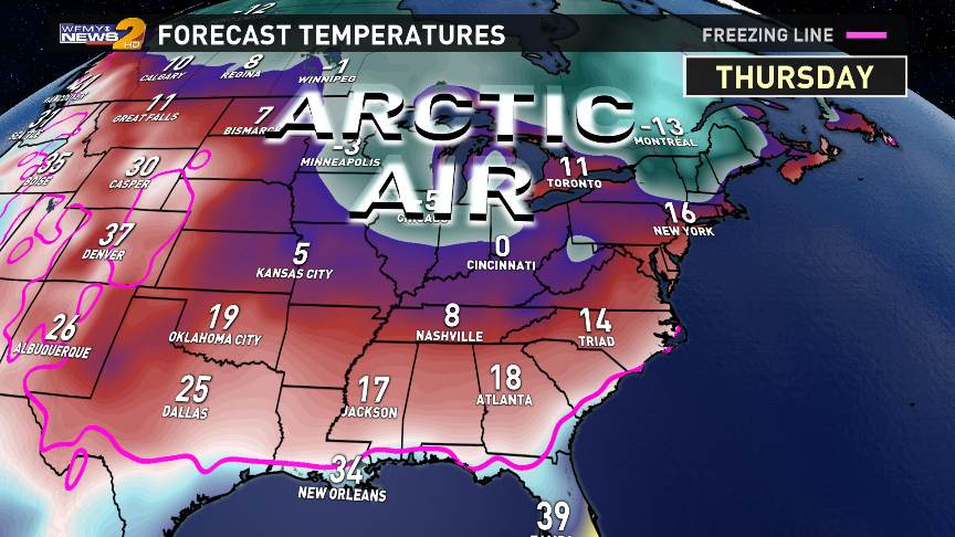 Arctic Air Arrives Tonight Wind Chills: 0 to -5 | wfmynews2.com
